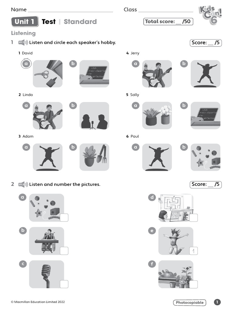 Unit 1. Standar Exam. Kids Can 6! | PDF