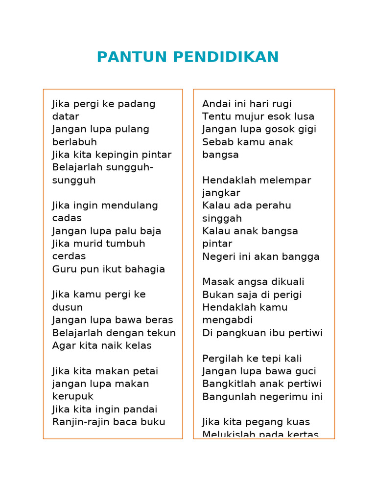 Pantun Pendidikan | PDF