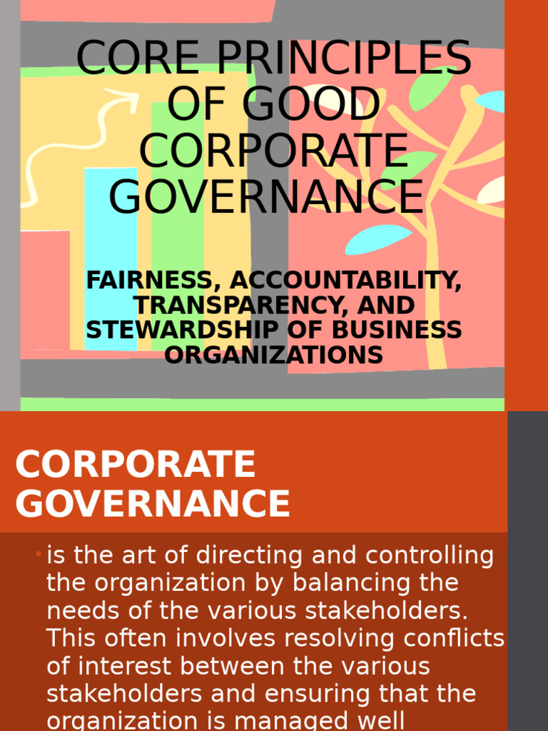 Core Principles of Good Corporate Governance | PDF | Governance ...