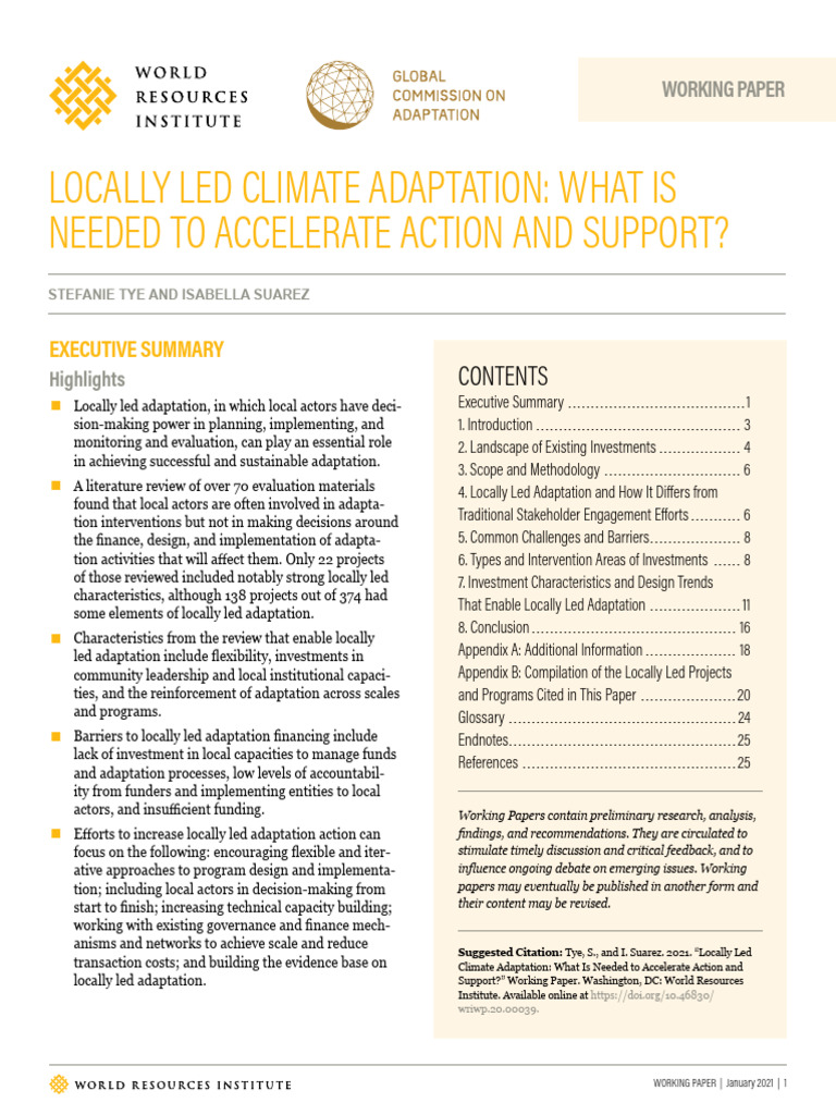 WRI Locally-Led-Adaptation-Accelerating-Action-And-Support - 0 | PDF | Climate Resilience