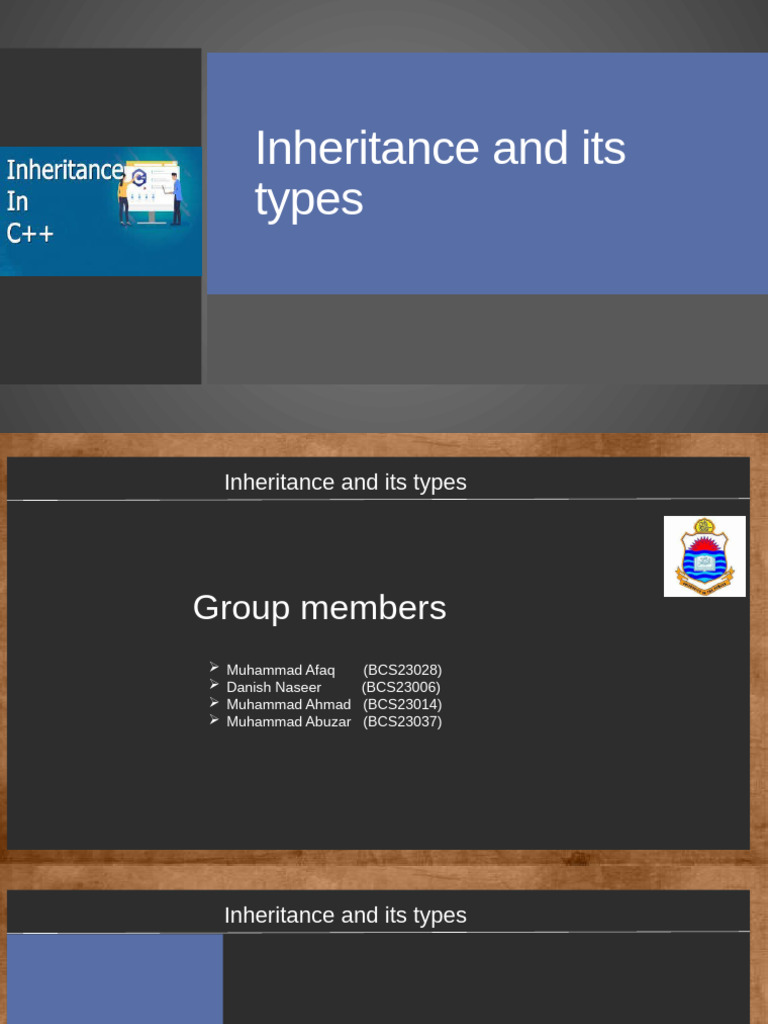 Inheritance And Its Types Our Presentation Pdf Inheritance Object Oriented Programming