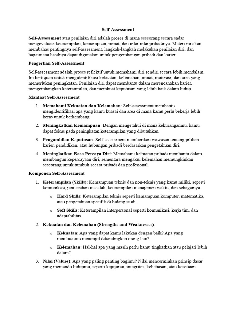 Self Assesment | PDF