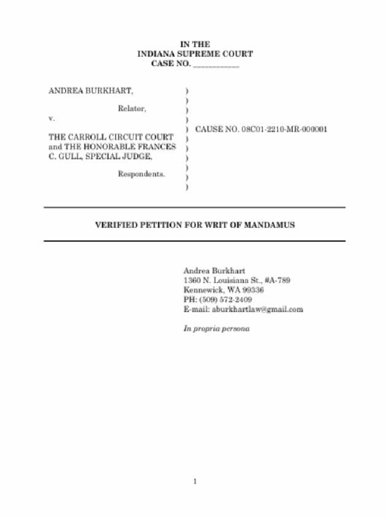 State of Indiana Ex Rel. Andrea Jean Burkhart v. Carroll Circuit Court ...