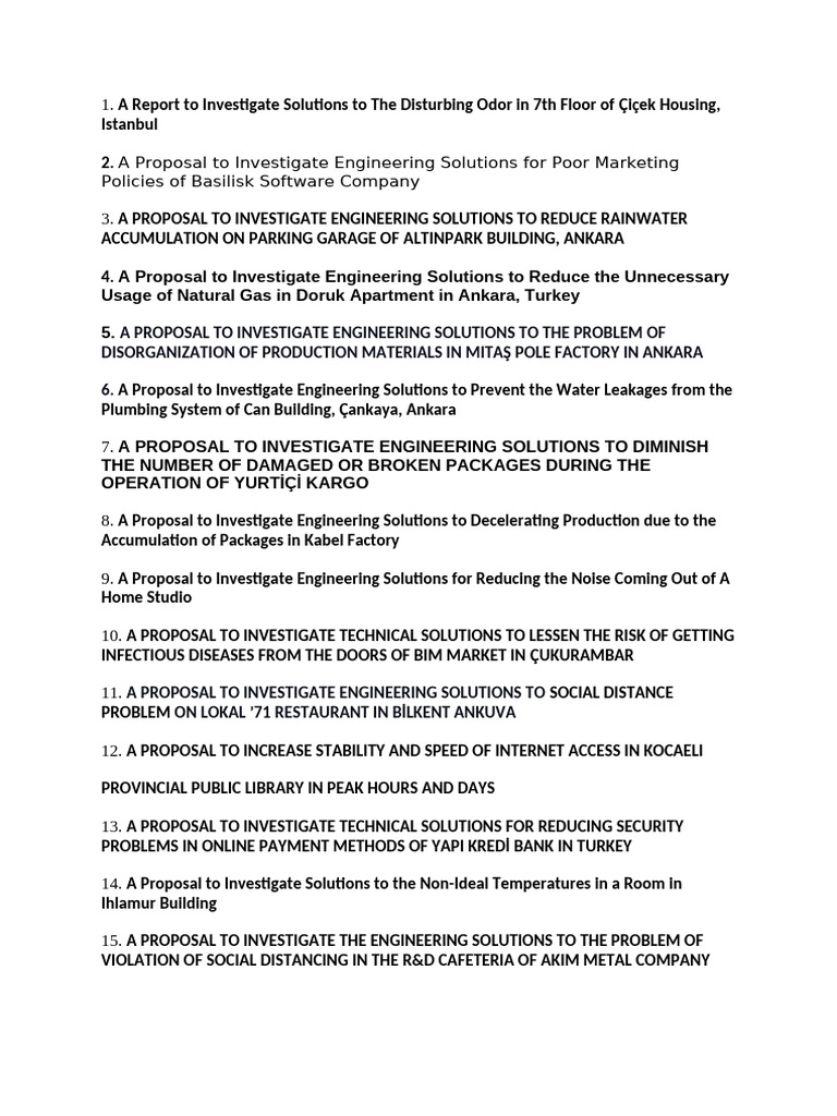 Sample Proposal Titles From The Past | PDF