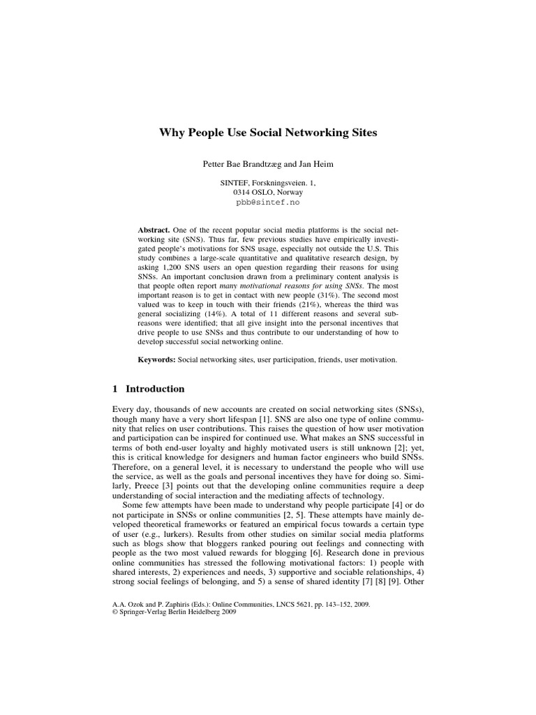 Why People Use SNS | PDF | Social Networking Service | Qualitative Research Why People Use SNS | PDF | Social Networking Service | Qualitative Research