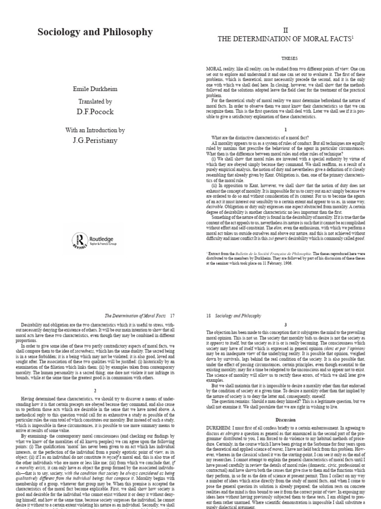 Determining Moral Facts in Sociology | PDF | Morality | Reason