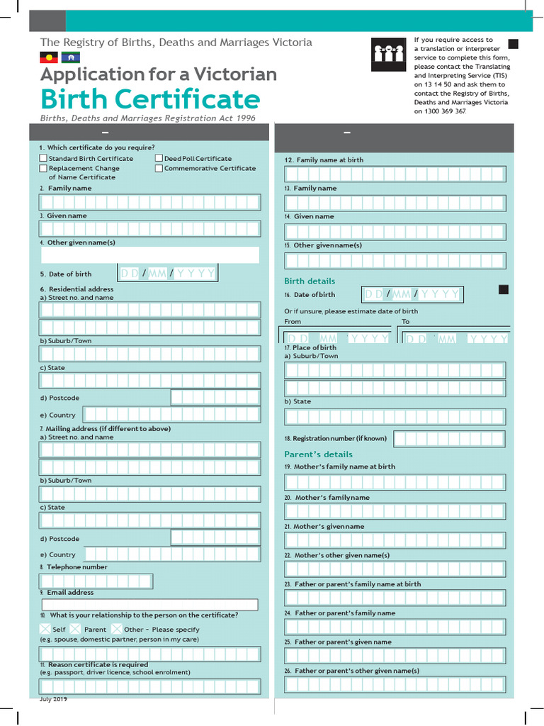 Apply For Birth Certificate - IK8 PRINT FINAL - V 1.0 - 310519 | PDF ...