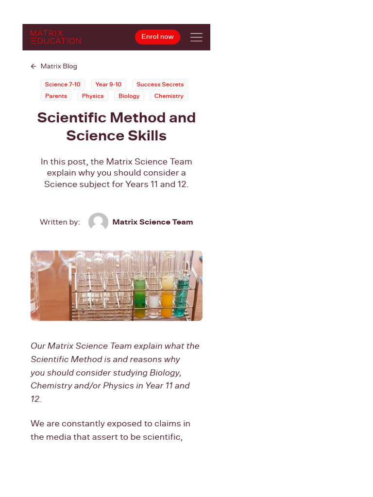 Scientific Method and Science Skills - Matrix Education | PDF | Experiment | Scientific Method