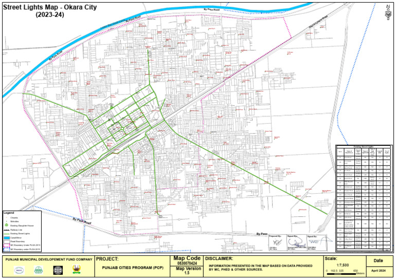Street Lights Map MC Okara 2023 24 | PDF