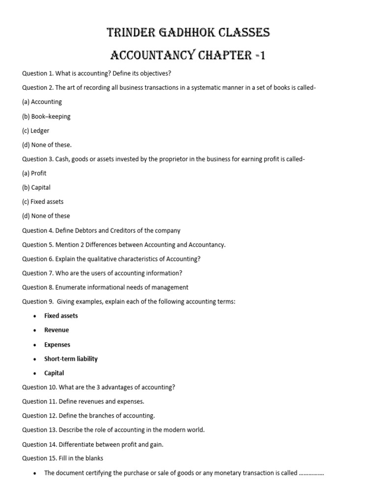 Accounting Unit 1 Test Review | PDF