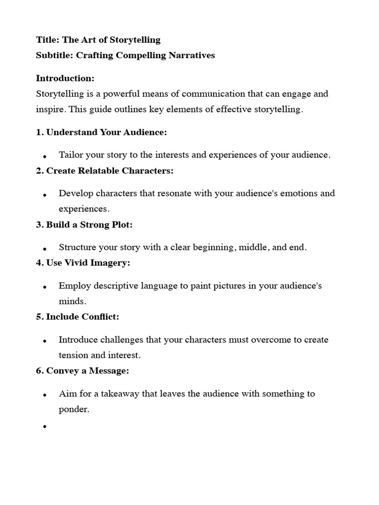 The Art of Storytelling | PDF