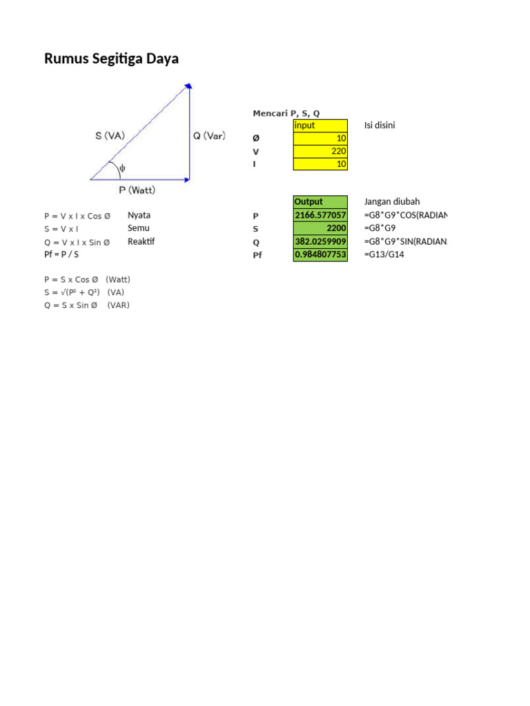 Rumus Segitiga Daya | PDF