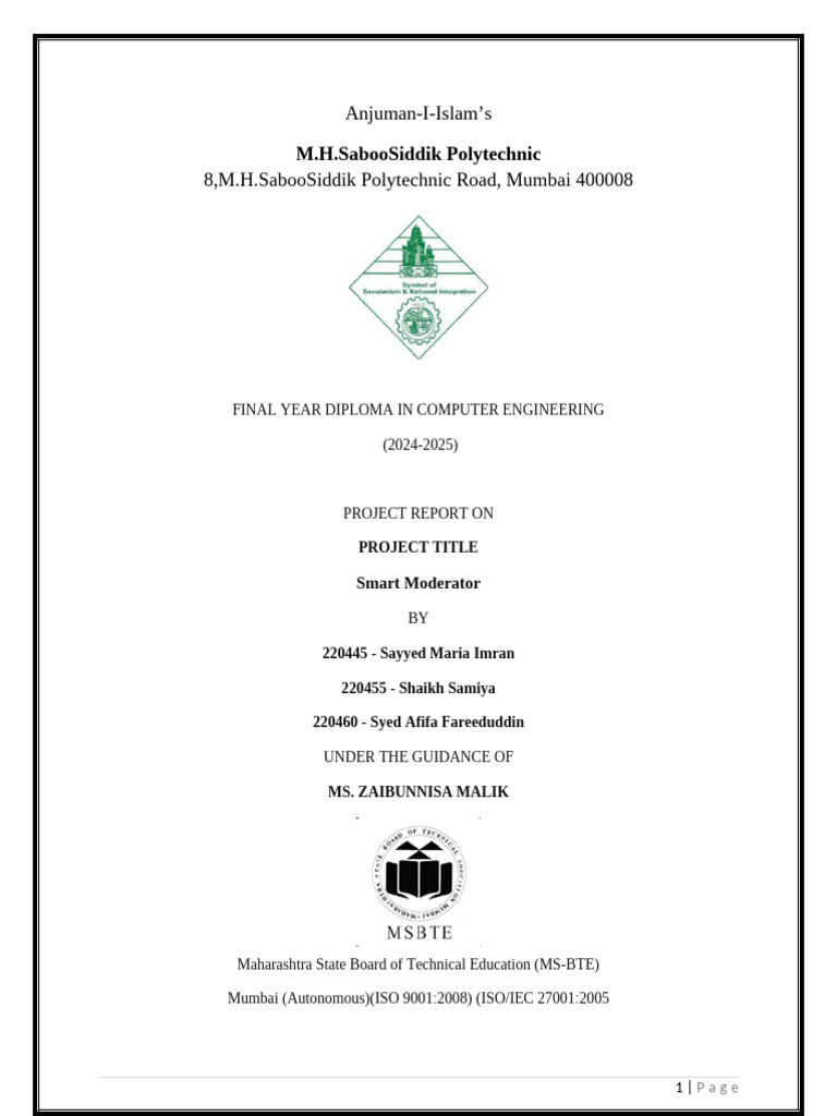 Smart Moderator Project Report | PDF | Multiple Choice | Automation