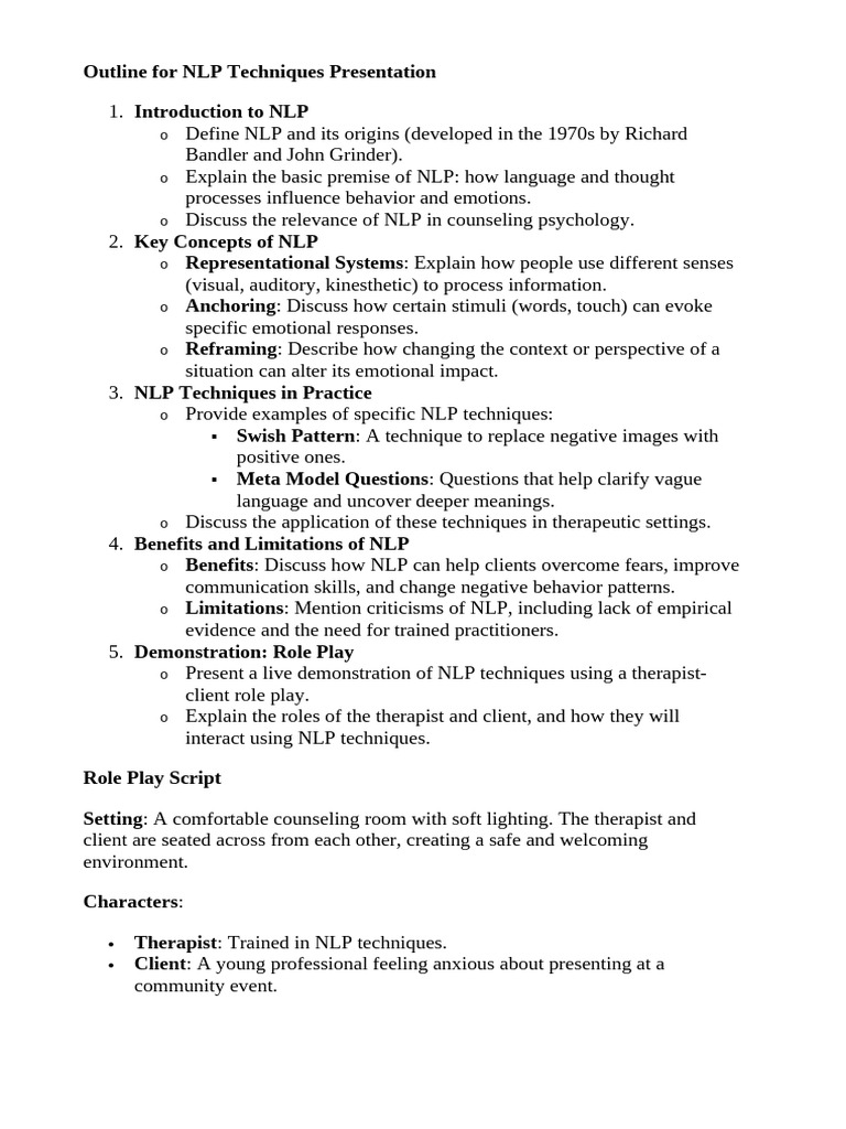 NLP Techniques for Overcoming Anxiety | PDF | Neuro Linguistic ...
