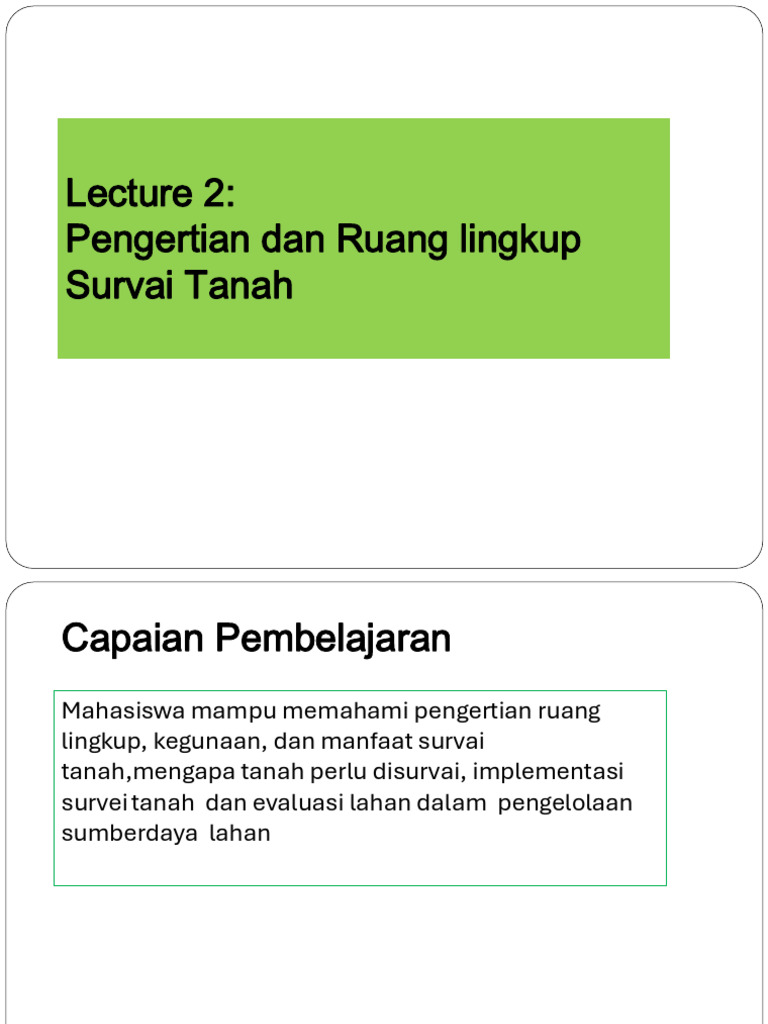 KULIAH 2. Pengertian, Ruang Lingkup Survai Tanah | PDF | Sains & Matematika
