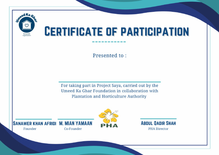 Project Saya Participation Certificate | PDF