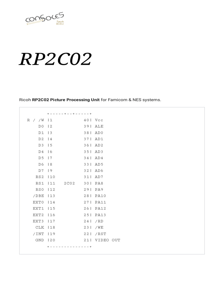 RP2C02 Famicom/NES Pinout Guide | PDF | Technology & Engineering