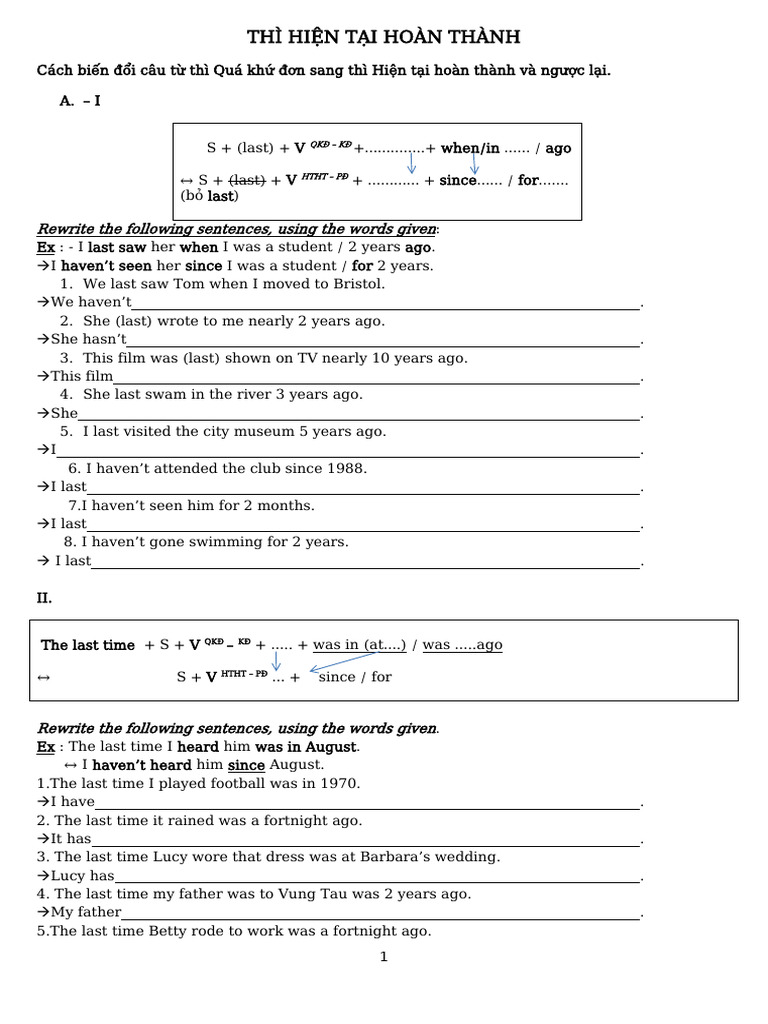 Hien Tai Hoan Thanh Chuyen Sang Qua Khu Don | PDF