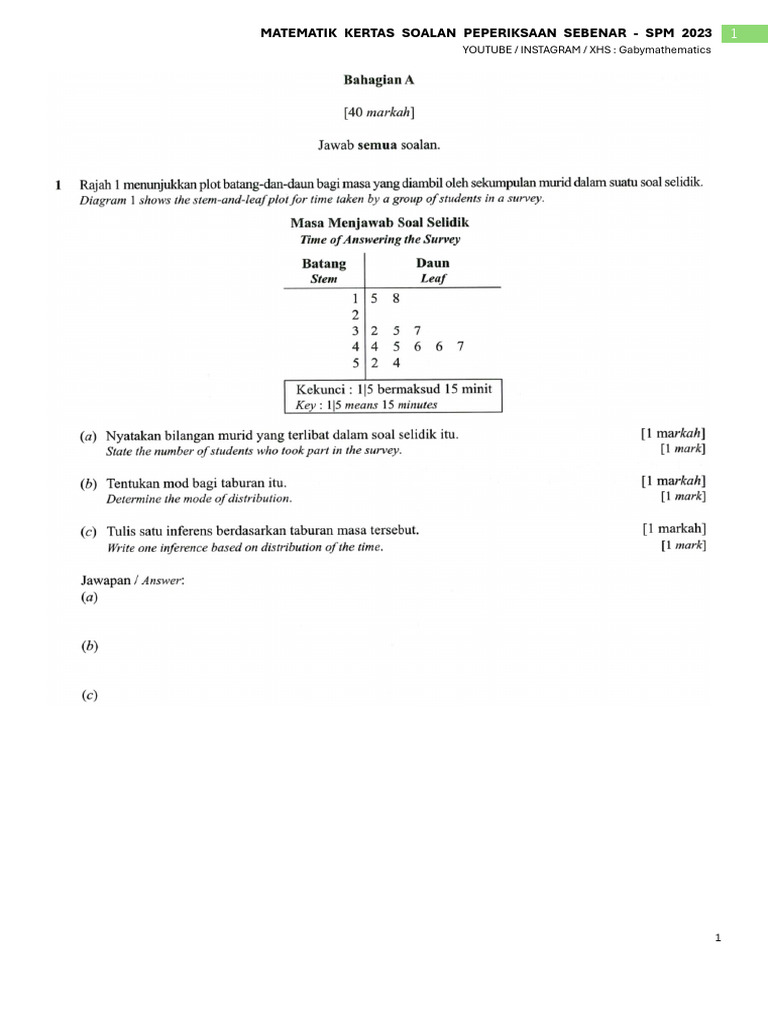 Soalan Matematik SPM 2023 Sebenar | PDF