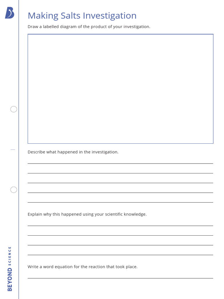 Making Salts Investigation Worksheet | PDF