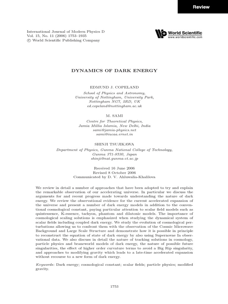 Dynamics of Dark Energy | PDF | Dark Energy | Physical Cosmology