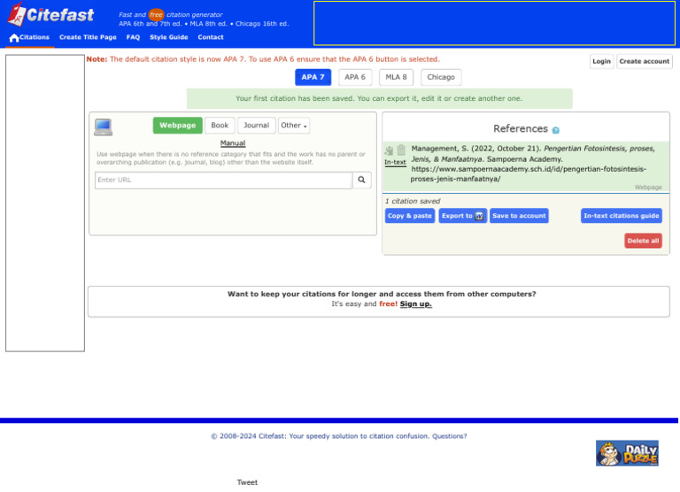 APA7 Citation Generator. Citefast Automatically Formats Citations in APA 7th Edition | PDF | Apa ...