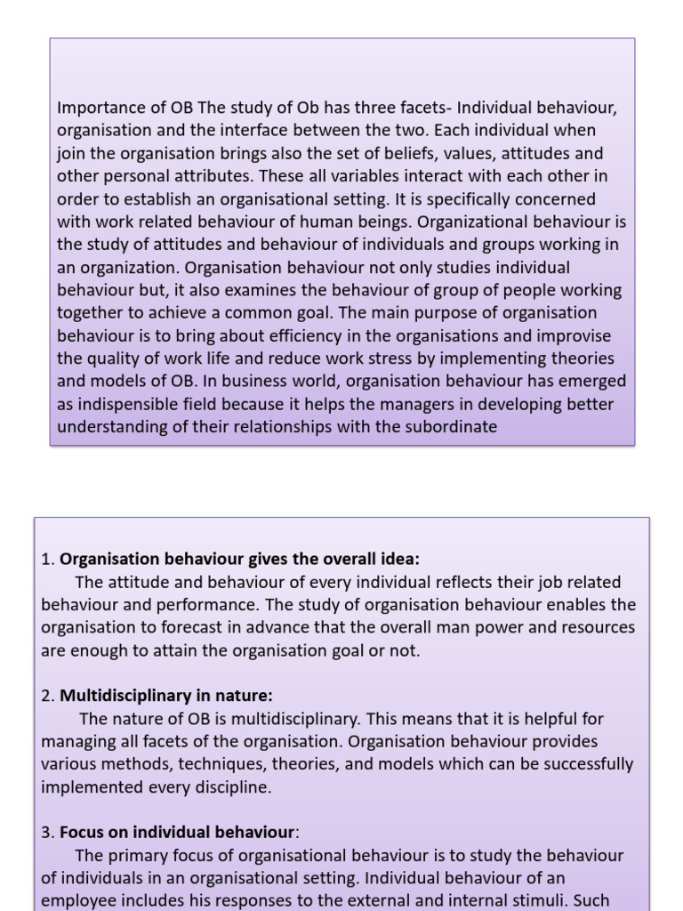 Importance of OB | PDF | Organizational Behavior | Psychology