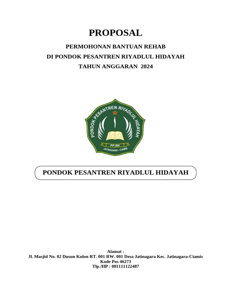 Proposal PD Pontren Rehab Asrama 2024 | PDF