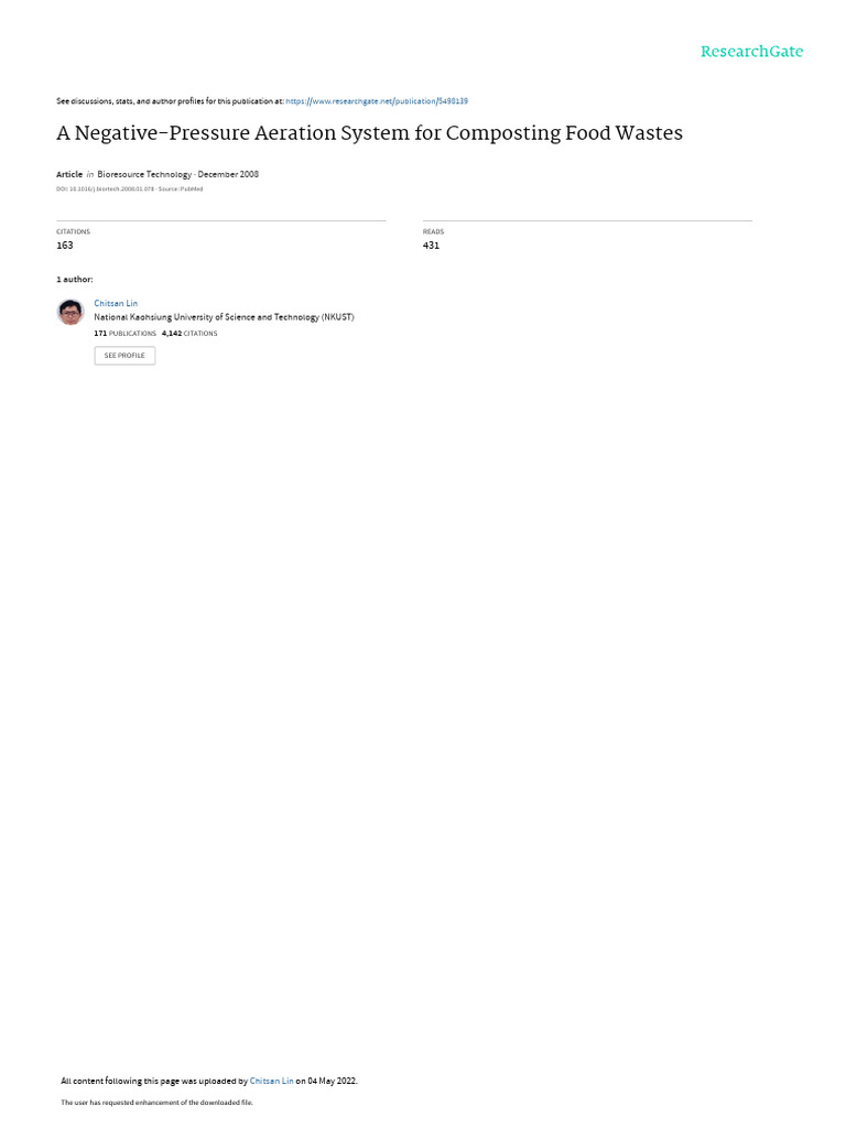 A Negative-Pressure Aeration System For Composting Food Wastes | PDF ...