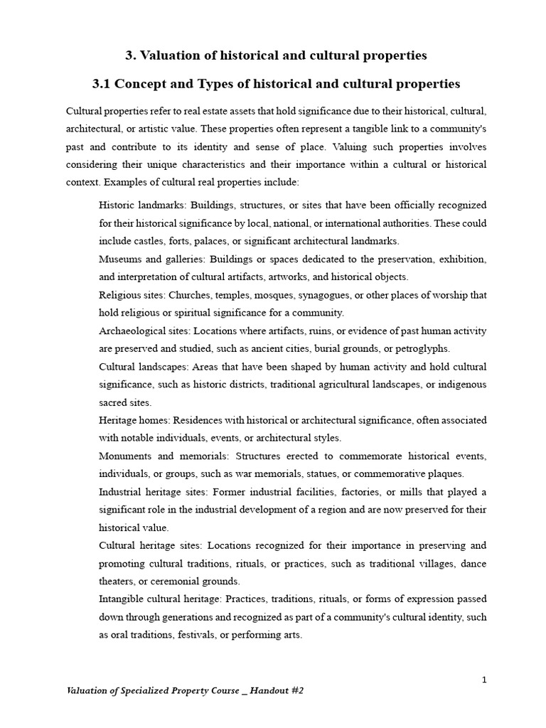 Handout Series 2 | PDF | Real Estate Appraisal | Cultural Heritage