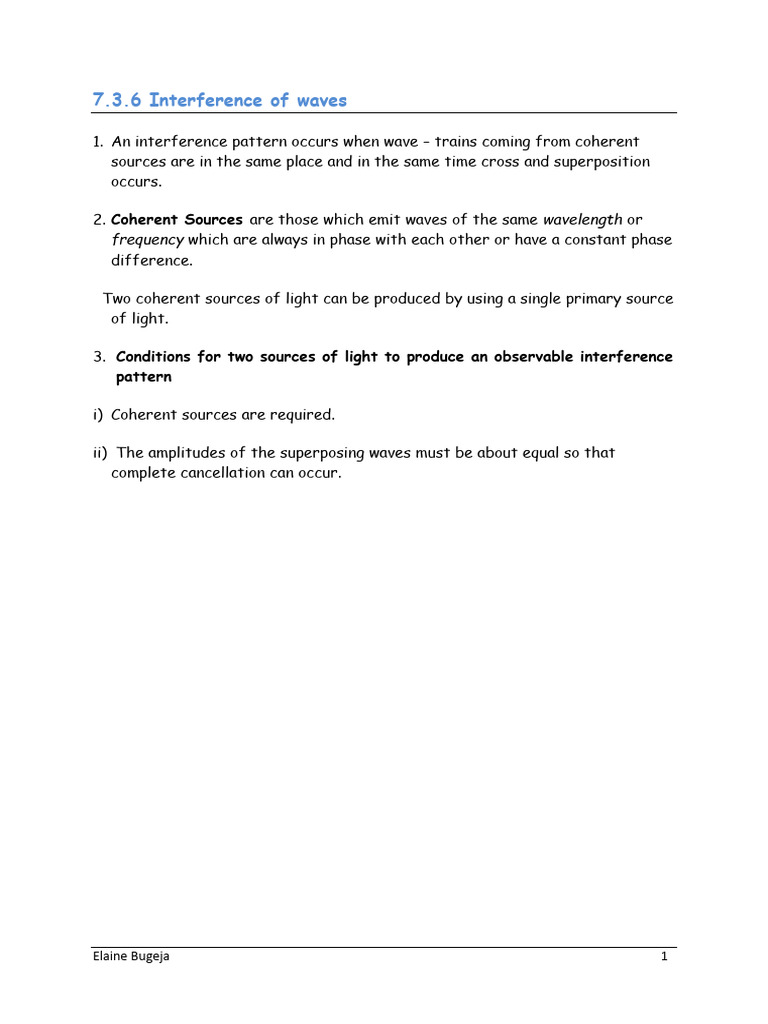 Interference of Waves | PDF | Wavelength | Waves