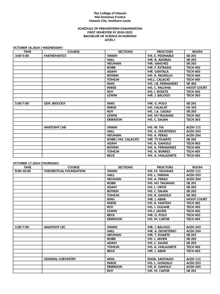 SCHEDULE-OF-MIDTERM-EXAM | PDF | Qualifications | Vocational Education