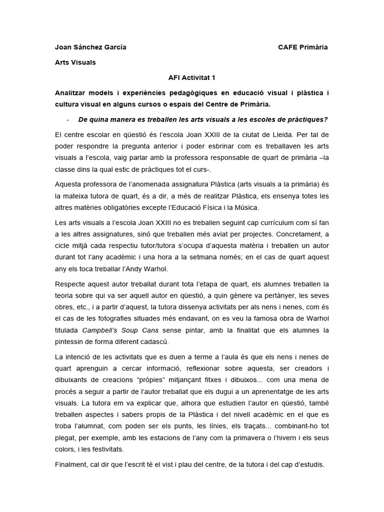 Afi 1 - Joan Sánchez García - Cafe-Primaria | PDF