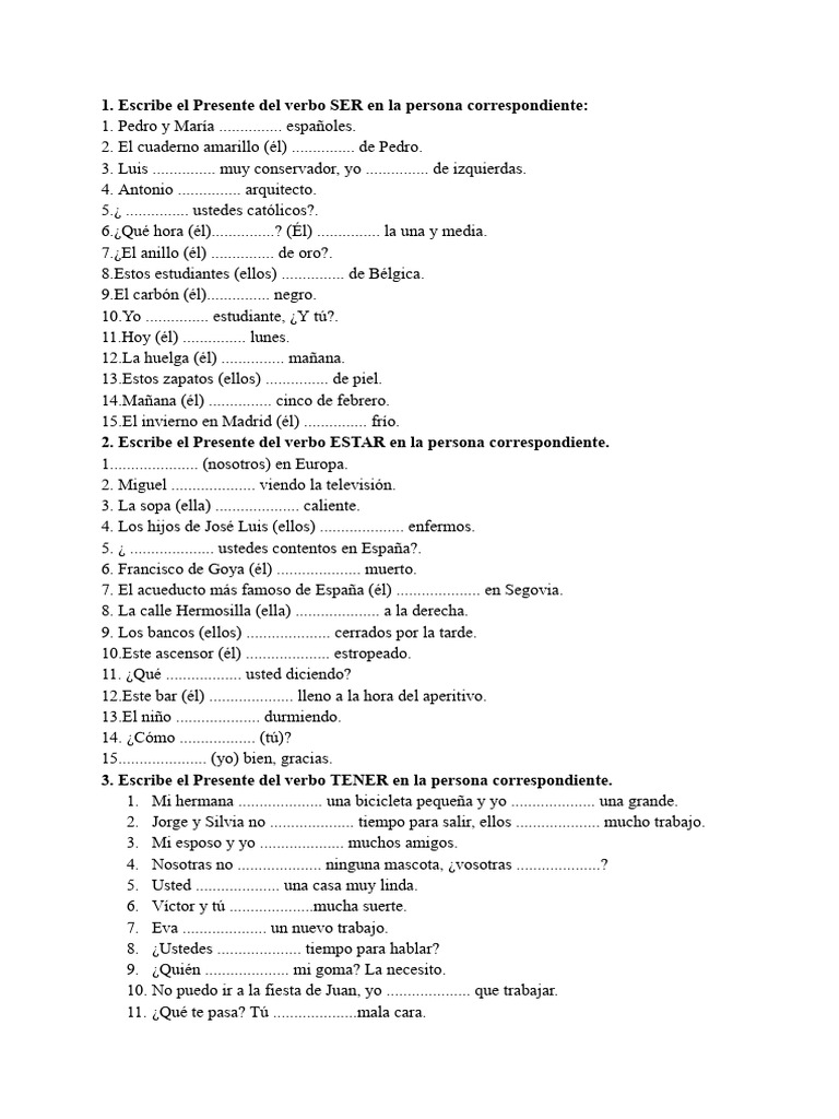 Ser, Estar, Tener | PDF