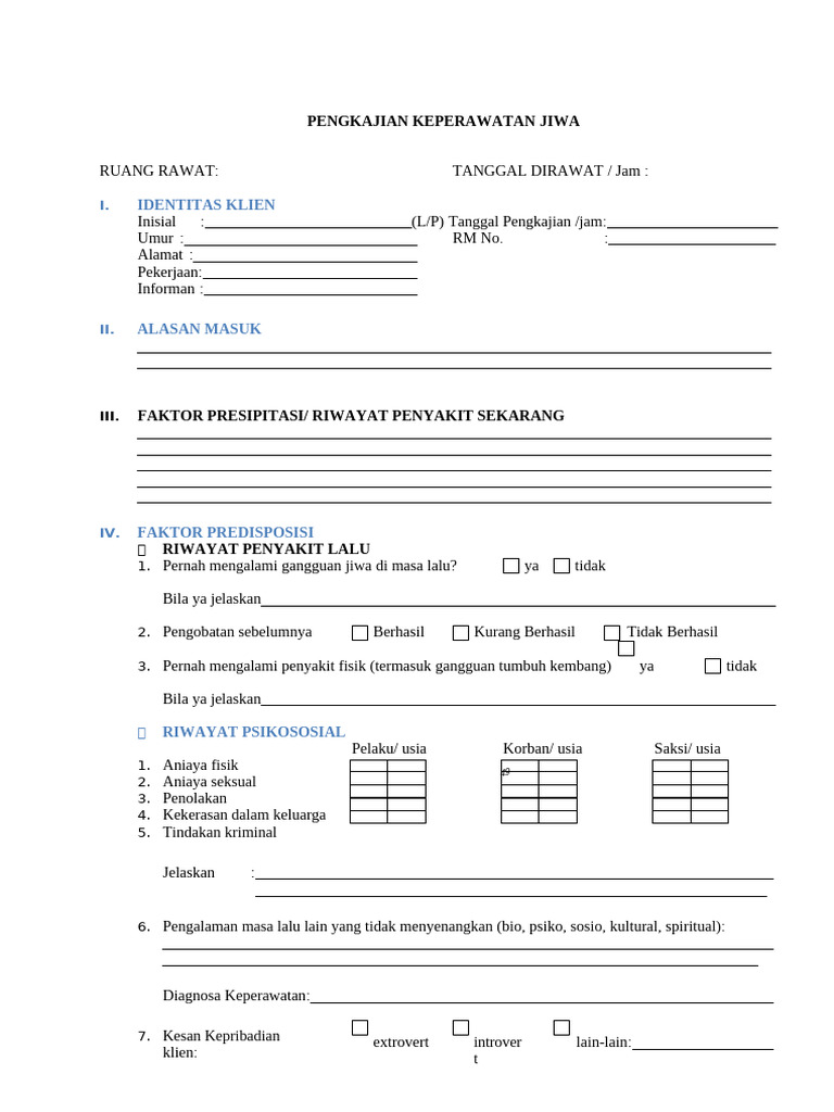 Pengkajian Keperawatan Jiwa | PDF