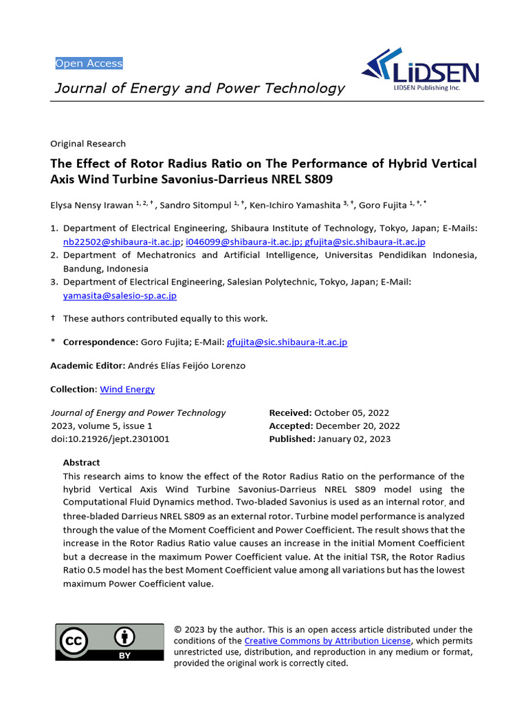 The Effect of Rotor Radius Ratio On The Performance of Hybrid Vertical Axis Wind Turbine ...