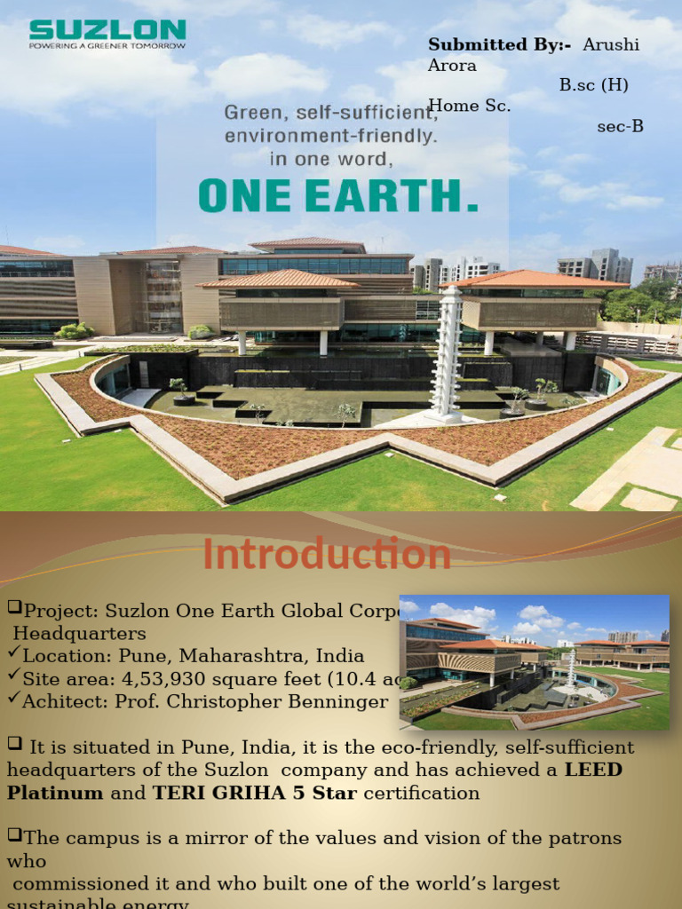 Suzlon One Earth: Sustainable HQ in Pune | PDF | Renewable Energy ...