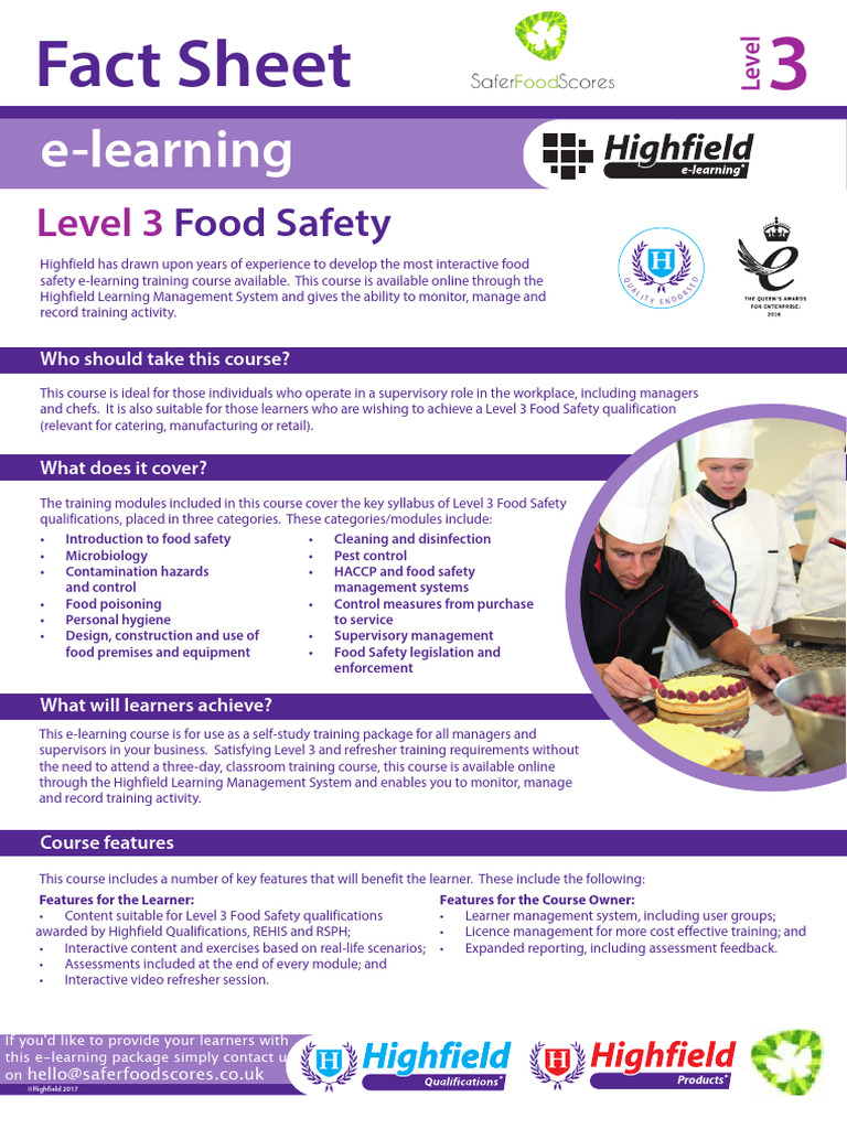 Level 3 Food Safety Fact Sheet 1 | PDF | Food Safety | Educational ...
