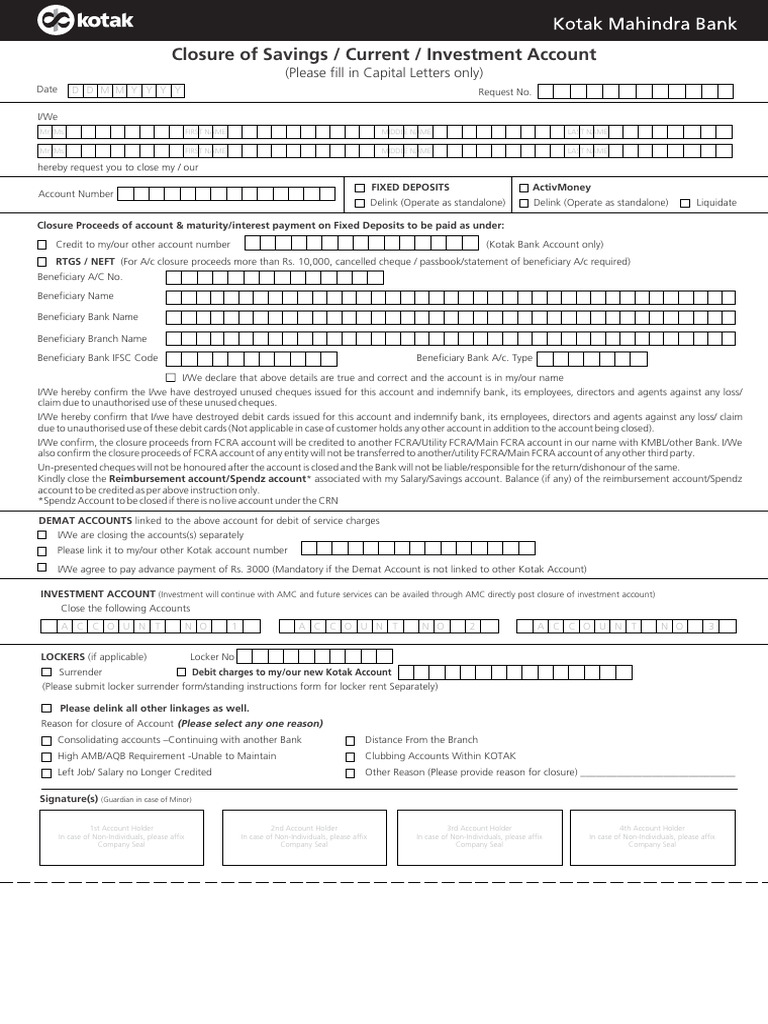 account-closure-form-for-savings-current-and-investment-account | PDF ...
