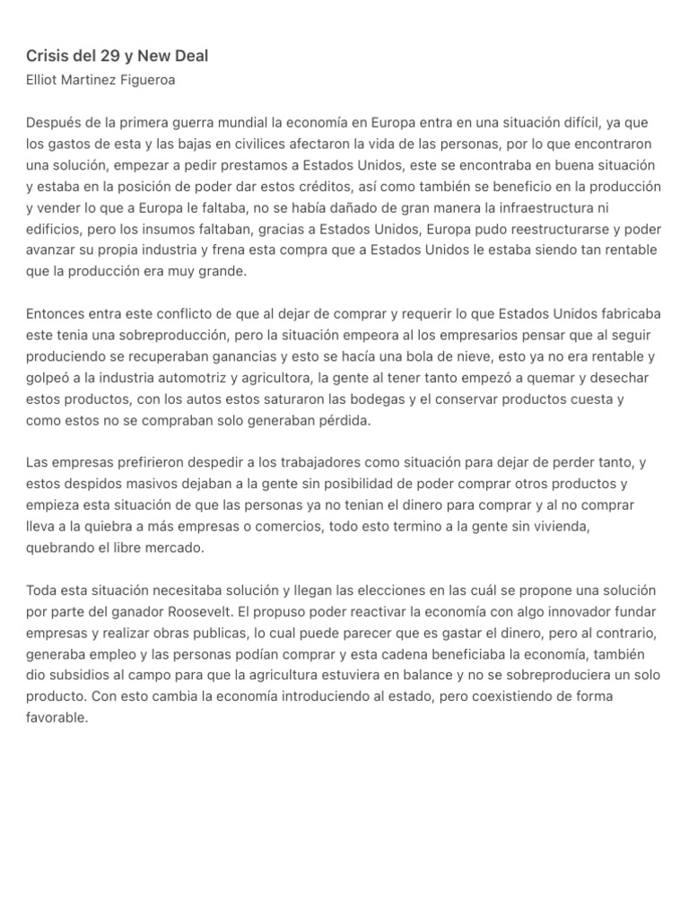 Crisis Del 29 y New Deal | PDF