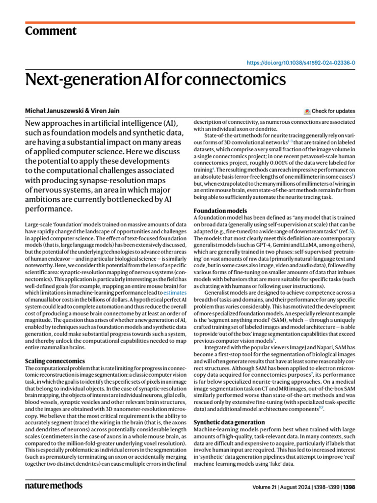 Next-Generation AI For Connectomics | PDF | Image Segmentation | Brain