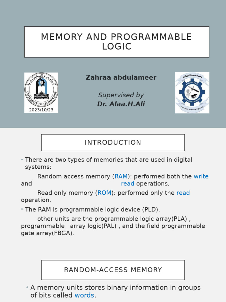 Morris Mano Chapter 7 Memory and Programmable Logic | PDF | Field ...