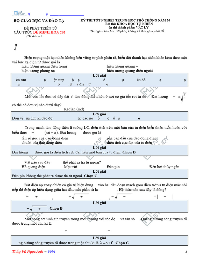 Đề tham khảo 2024- Mã 004 - Vật lý- Giải | PDF
