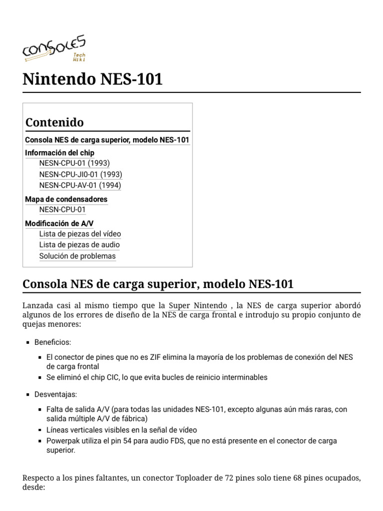 Nintendo NES-101 - TechWiki | PDF | Conector eléctrico | Ingenieria ...