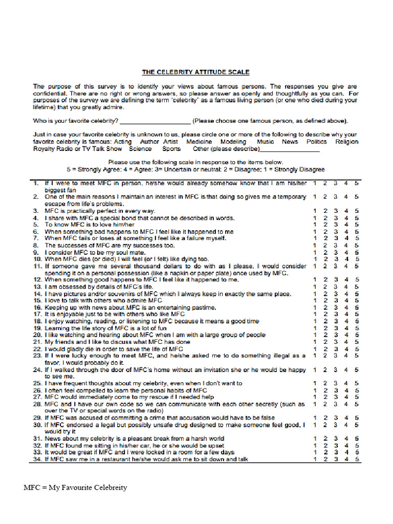 Celebrity Attitude Scale | PDF | Career & Growth | Self-Improvement