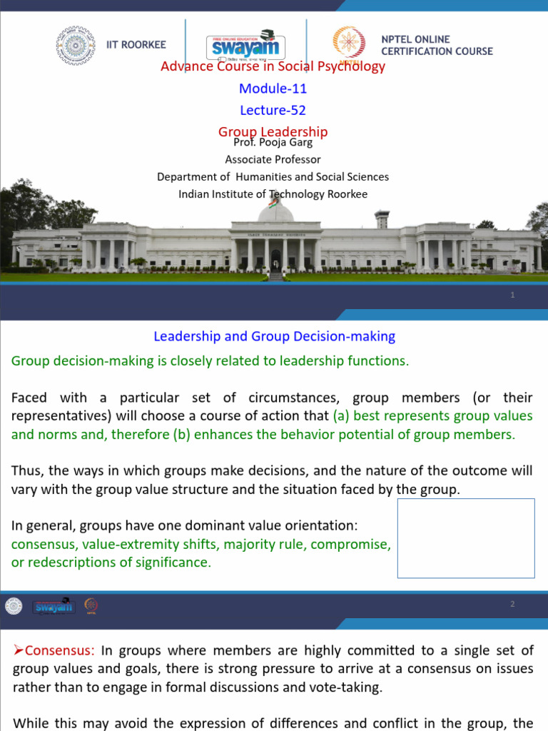 Module 11 Group Leadership Part 11 | PDF | Decision Making | Consensus ...