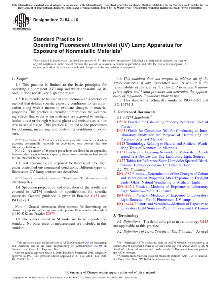 Toaz - Info Astm g154 PR | PDF | Ultraviolet | Fluorescence