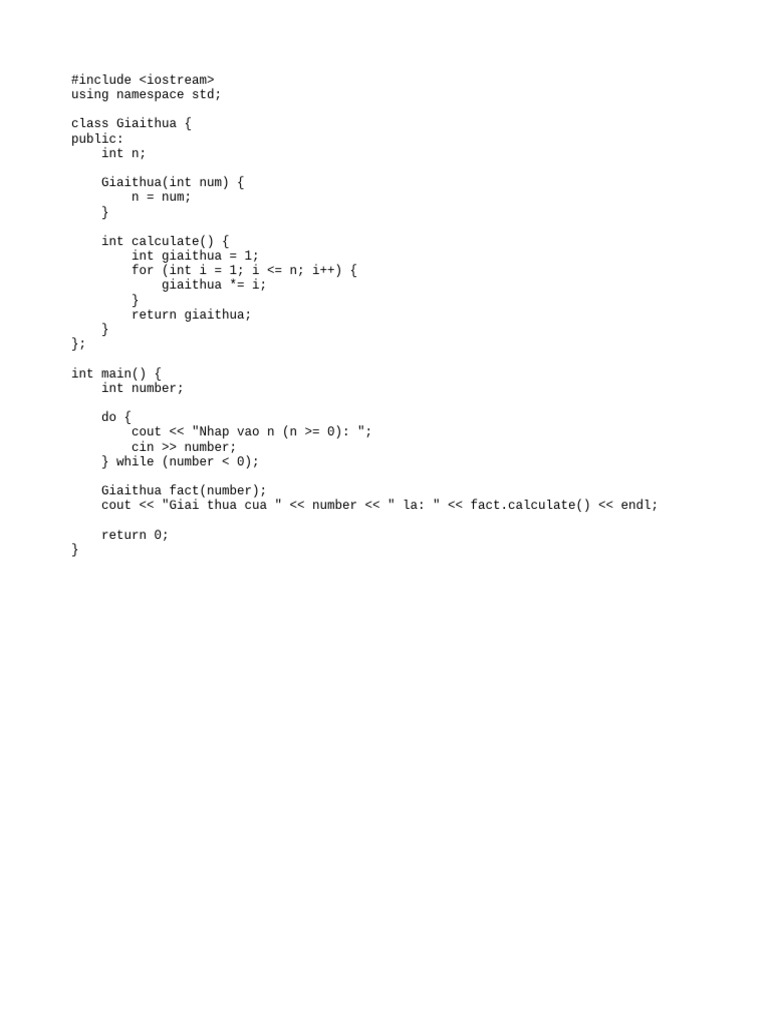 Factorial Calculation Program in C++ | PDF