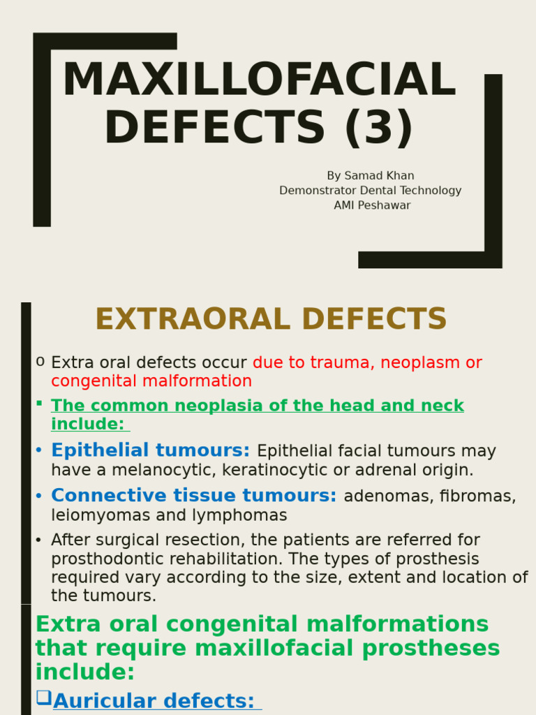 Maxillofacial Defects | PDF | Prosthesis | Medical Specialties
