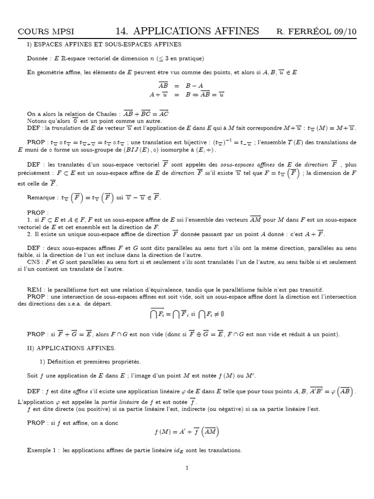 Applications Affines en Géométrie | PDF | Angle | Euclide